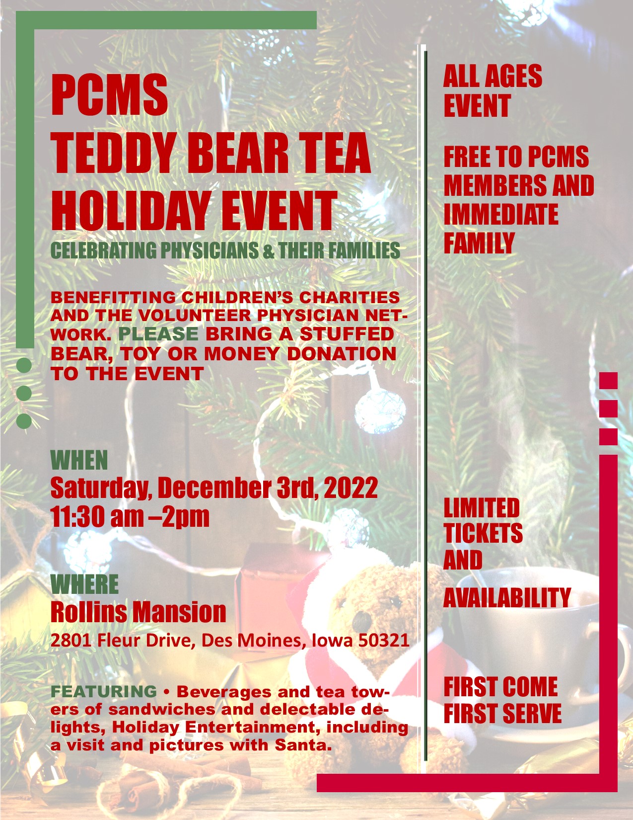 TEDDY BEAR TEA – FAMILY HOLIDAY AND CHARITY EVENT – DEC 3rd from 11:30 ...