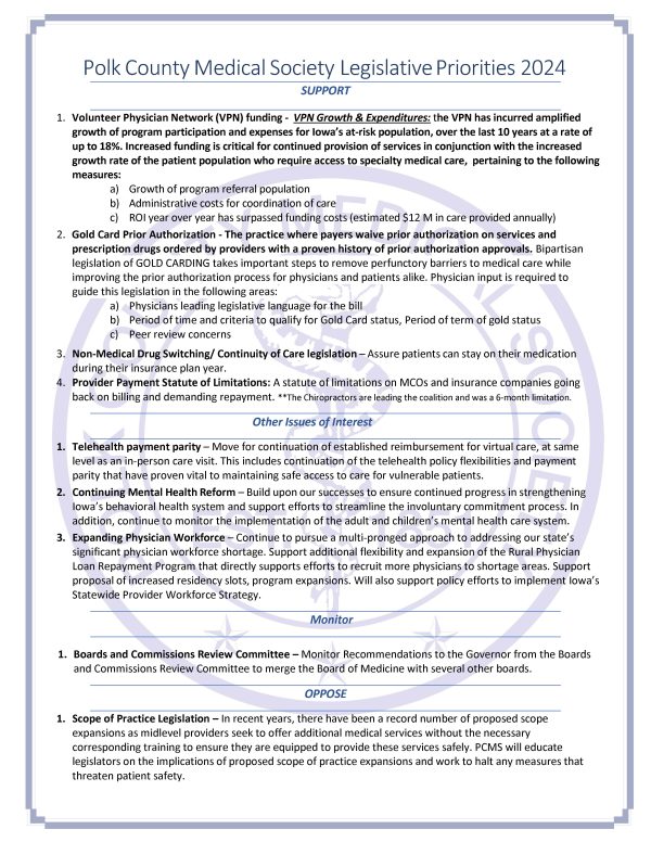 Legislative Priorities